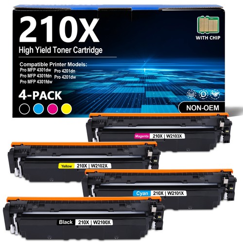 210X Toner Cartridges 4 Pack With Chip for HP 210X 210A 210 Toner ...