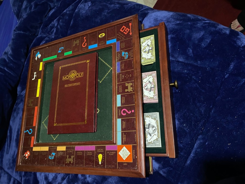 1991 Franklin Mint Deluxe Monopoly Collector's Edition Wood Board Game ...