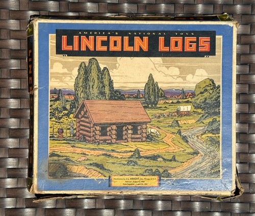 Antique Set 1 JL Wright Lincoln Logs Original Box Nearly Complete set ...