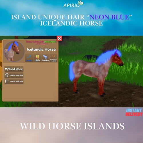 Wild Horse Islands 🩵 IUH Neon Blue Red Roan Icelandic Horse🩵 | eBay