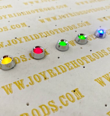 Hot Rod / Custom Dash Instrument Panel Warning Light Set- Chrome Bezels ...