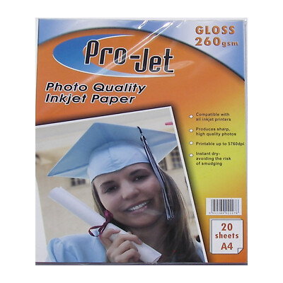A4 Projet 260gsm Gloss Photo Paper (20, 40 Sheets) | eBay