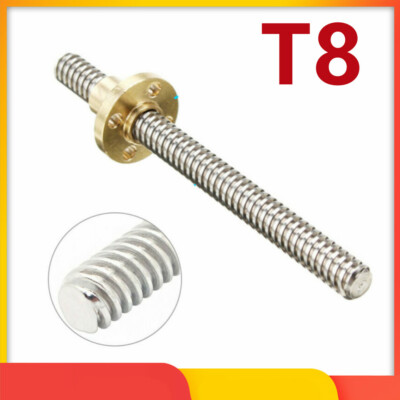 2Pcs Acme T8 8mm 100mm-1200mm Thread Lead Screw and Copper Nut Printer ...