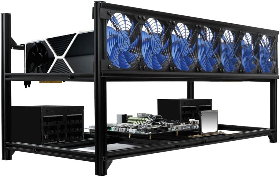 8 GPU Stackable Aluminum Mining Rig Frame Case for Crypto & Test Bench ...