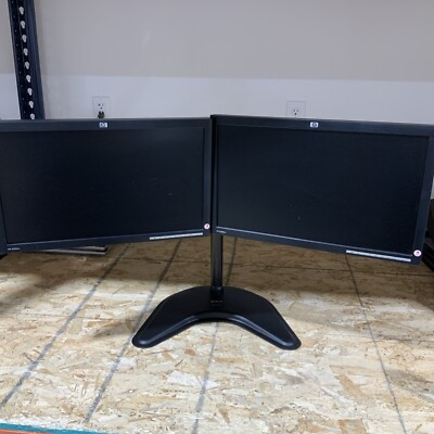 Dual (2) HP LE1851W 18.5" Widescreen LCD Monitor W/ Dual Monitor Stand ...
