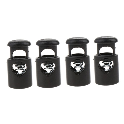 4pcs Black Plastic Toggle Barrel Shock Cord Lock Stopper Spring End ...
