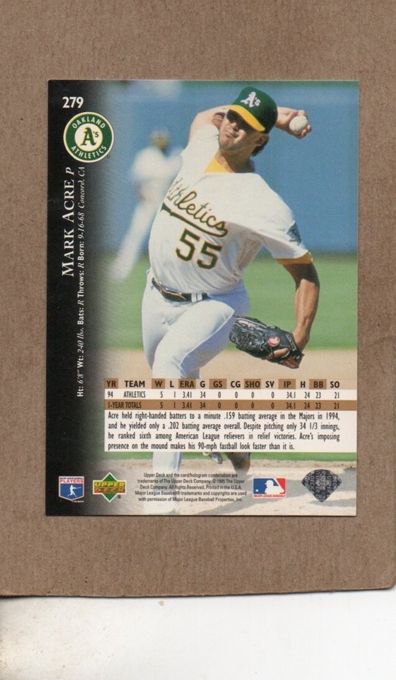 mark acre oakland athletics upper deck gold 279 1995 | eBay