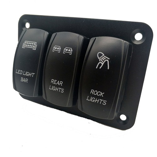 3 Gang Rocker Switch Panel Circuit Breakers Blue LED Light Car ...