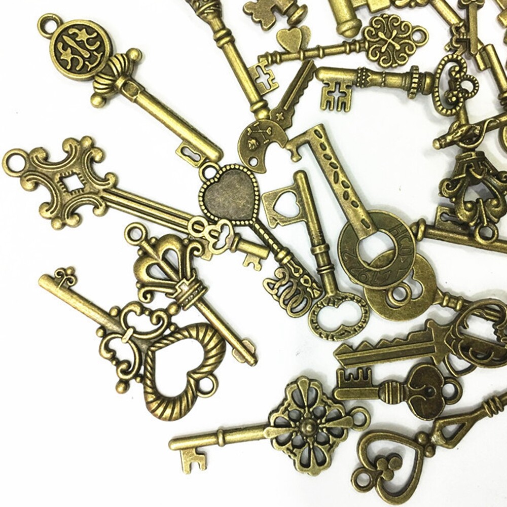 40Pc Antique Vintage Old Look Royal Skeleton Pendant Keys Jewelry Craft ...