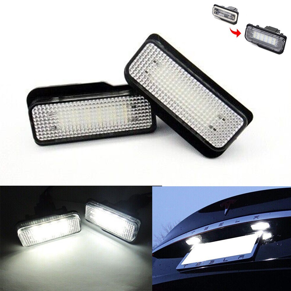 2x White LED License Plate Light No Error For 2012-16 Tesla Model S Pre ...