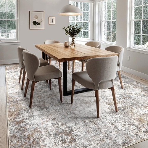 9x12 Area Rug Living Room Rugs - Washable Neutral Modern Abstract Soft ...