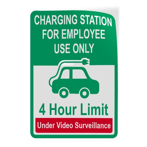 Vertical Vinyl Stickers Charging Station for Employee Use Only 4 Hour ...