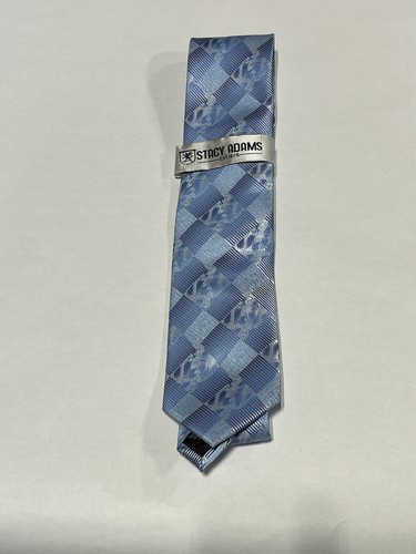 Mens Stacy Adams Blue Box Pattern Tie Hand Made NEW | eBay