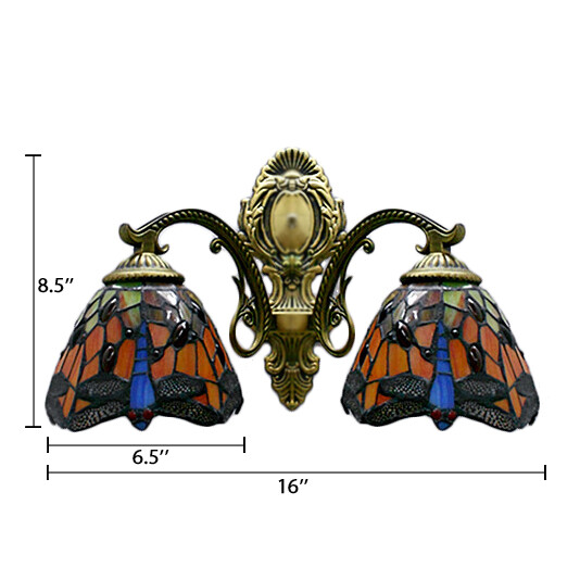 Tiffany Mission Style Wall Sconce Lamp Vintage Stained Glass Wall Light ...