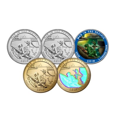 (5) COINS - 2019 P&D War In the Pacific Guam National Park Quarters ...