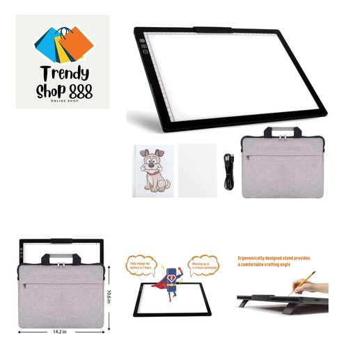 Rechargeable A4 LED Light Pad with Padded Case, Tracing Light Box w ...