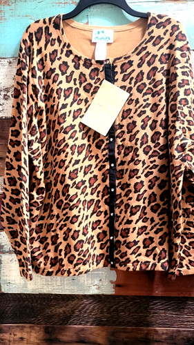 NEW Quacker Factory Animal Print Button Cardigan Sweater,Rhinestone ...