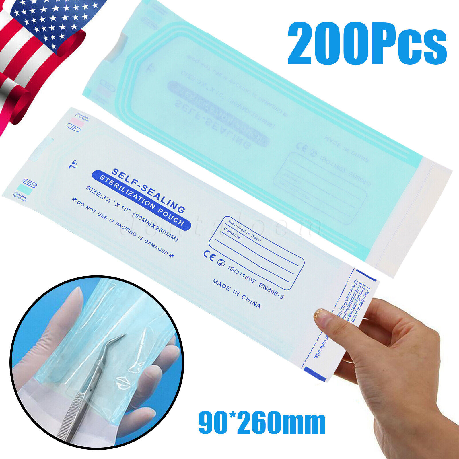 Sterilization Pouches - Self-Sealing Autoclave Bags for Medical, Dental ...