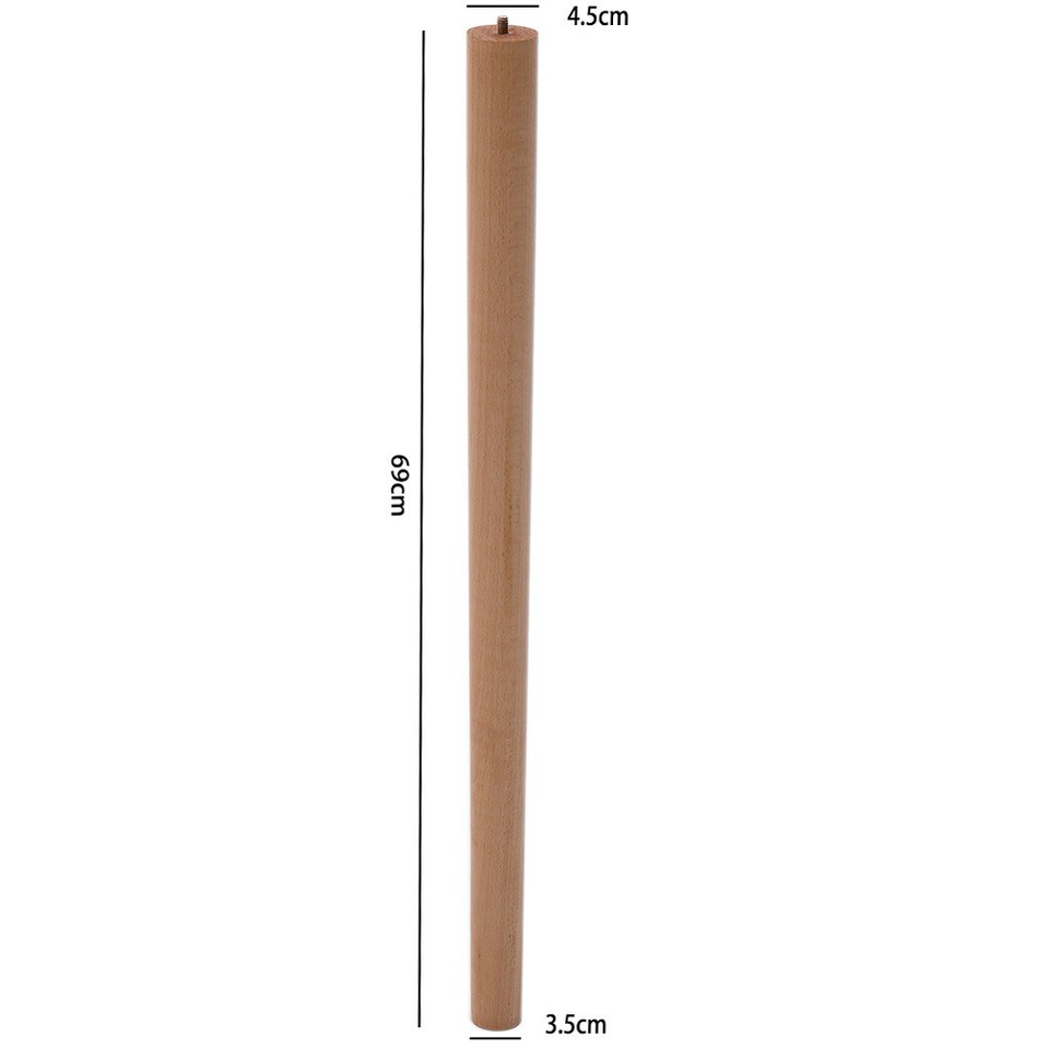 4Pcs Beech Wood Furniture Legs Table Stool Natural Round Tapered Feet ...