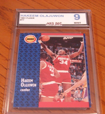 HAKEEM OLAJUWON****1991 Fleer---MIINT 9*****ROCKETS******Mad Dog GRADED ...