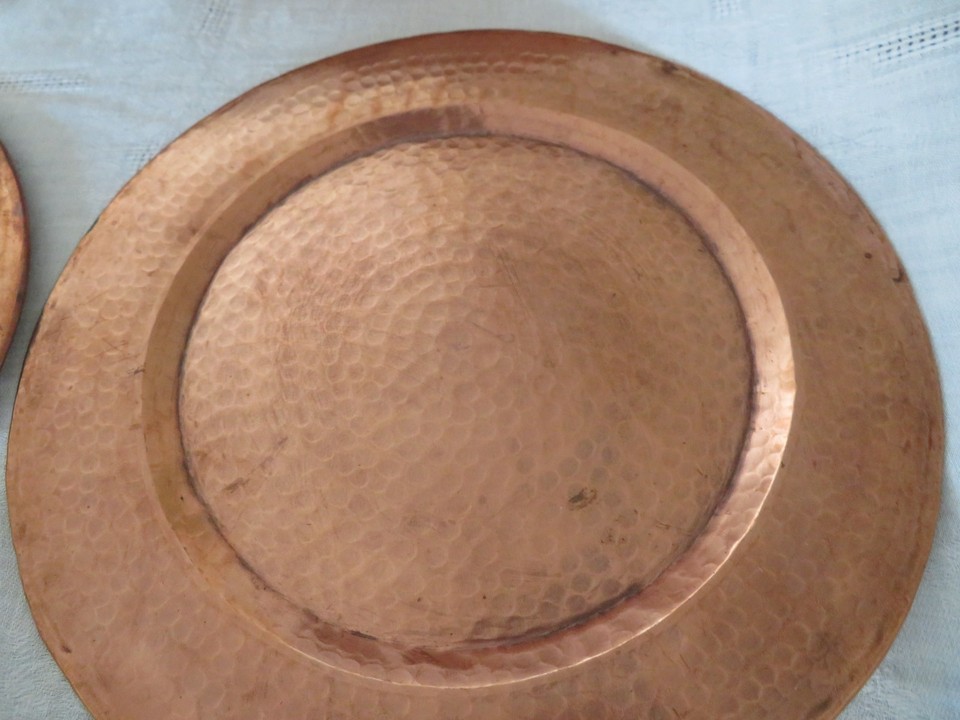 Set of 8 Hammered Copper Chargers Plates 12" Dia Rolled Edge | eBay