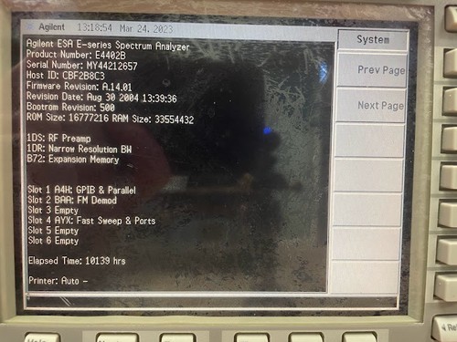 Agilent/Keysight E4402B Opt 1DR, B72, 1DS, Portable Spectrum Analyzer ...