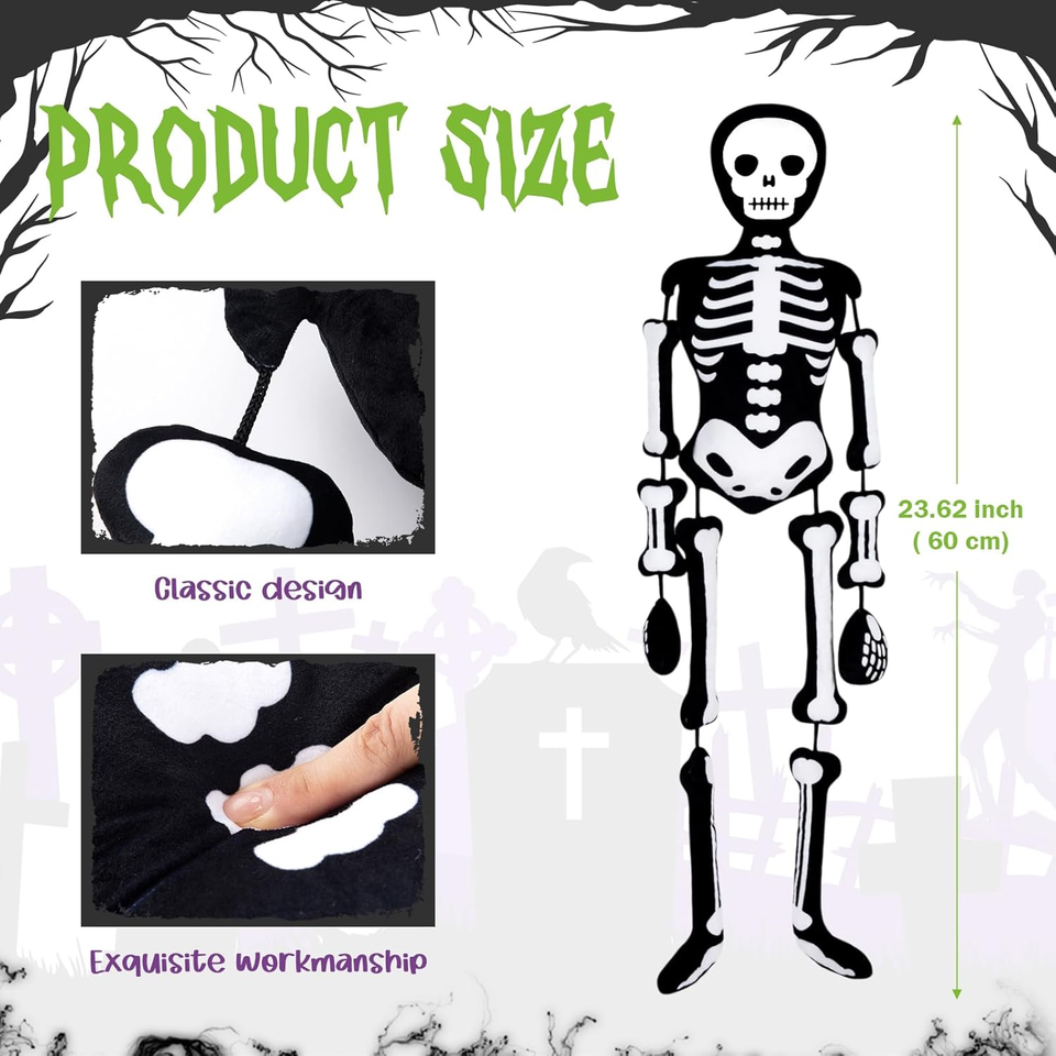 24 Inch Halloween Skeleton Plush Pillow Realistic Stuffed Skeleton ...