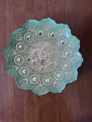 EFE Bowl Blue Silver Glass Turkey 9 1/4 " Decorative Snowflake | eBay