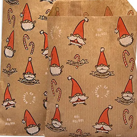 CHRISTMAS SWEET BAGS SMILING SANTA BROWN PAPER COUNTER BAGS COOKIE ...