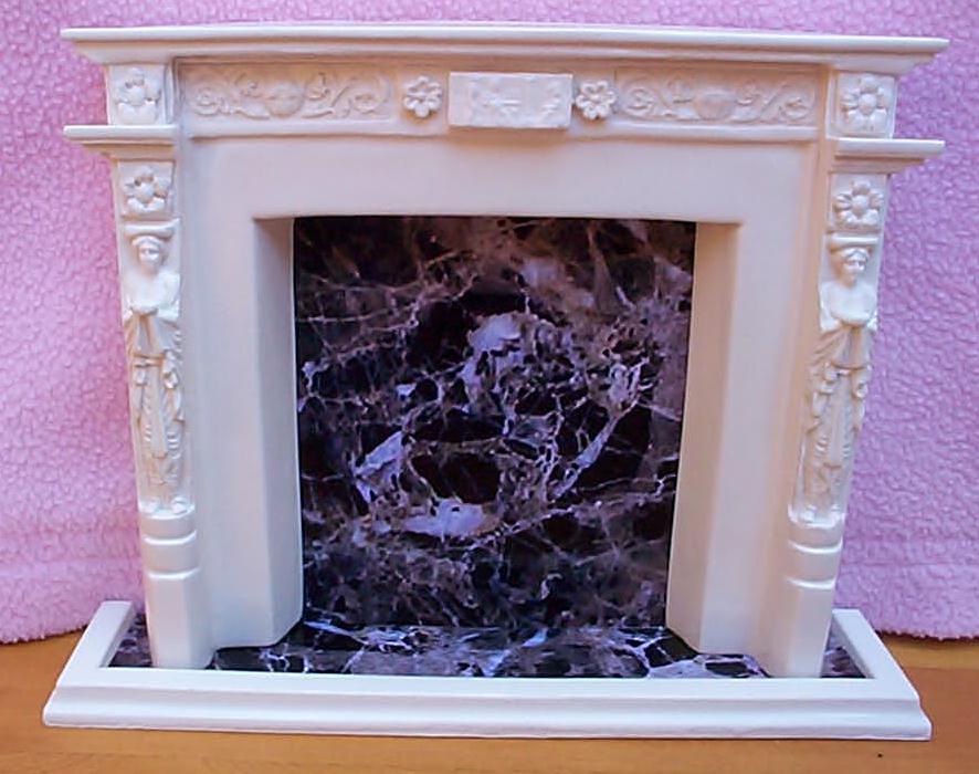 Barbie size dollshouse fireplace mantle, fire grate 1/6 scale detail ...