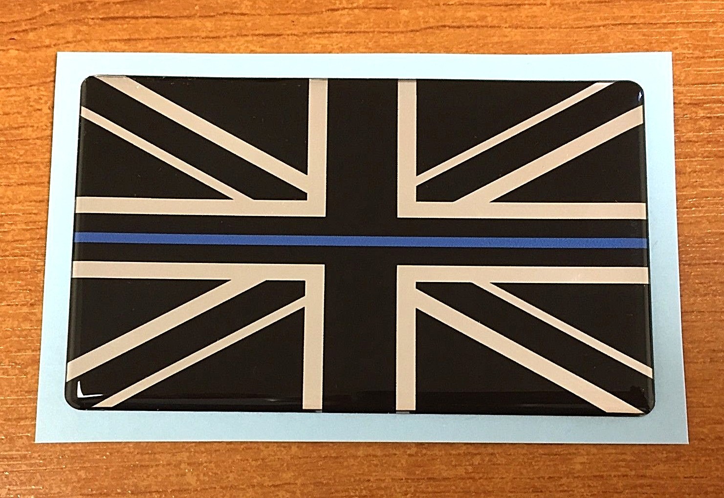 UNION JACK Thin Blue Line Sticker 100mm CHROME & BLACK - HIGH GLOSS ...