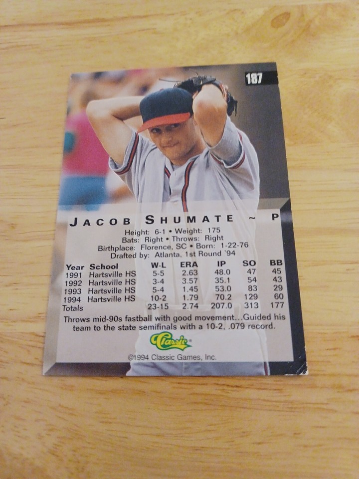 1994 Classic 4 Sport Jacob Shumate #187 Printers Proof #rd /1000 $$ | eBay