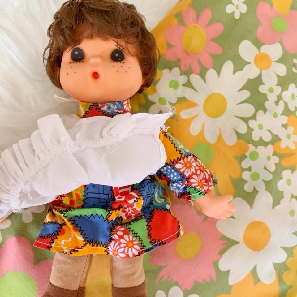 Sekiguchi Thumb Sucking Big Eye 10 inch doll 1970’s Mod Toy Patchwork ...