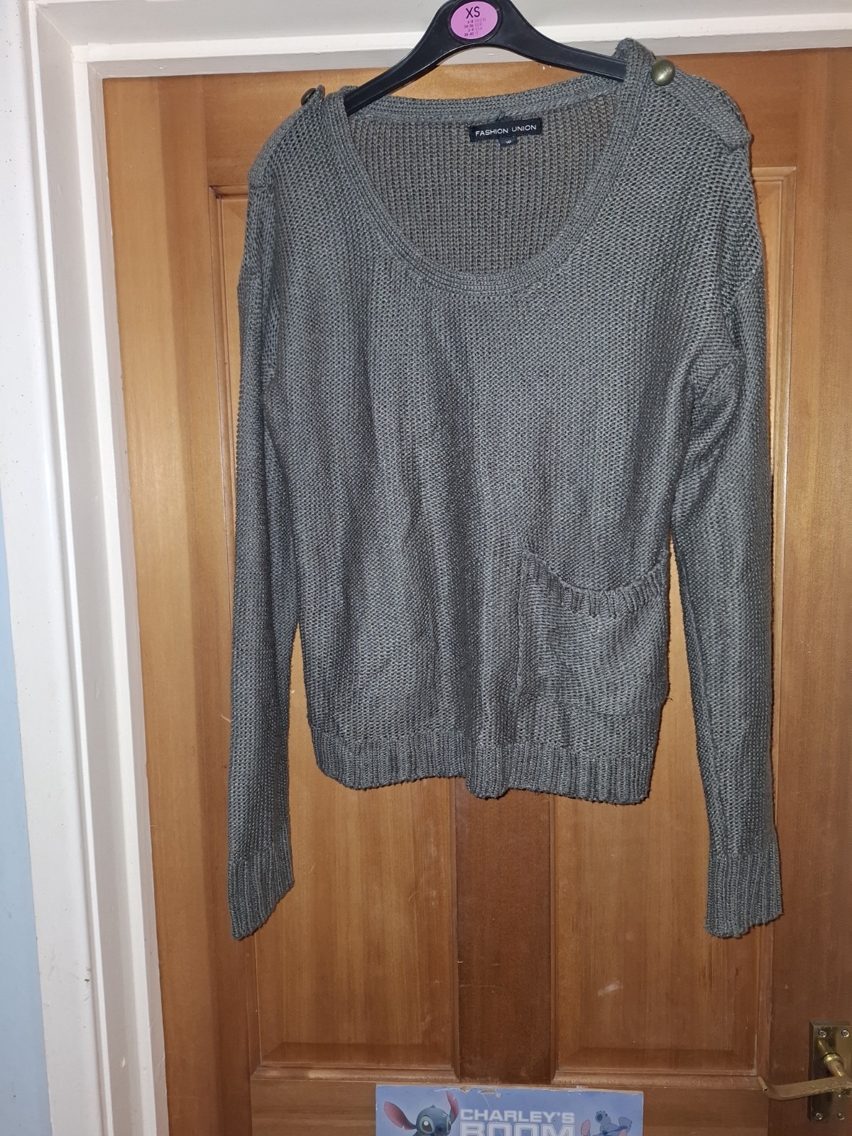 Fashion Union Size 10 Shoulder Detail Knitted Jumper In Khaki Gc | eBay UK