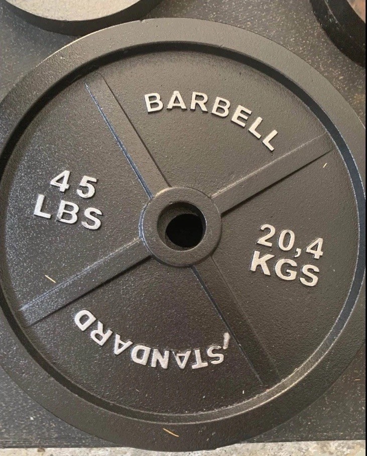 45 lbs. Weight Plate Cast Iron Olympic Weights Weightlifting Gym ...