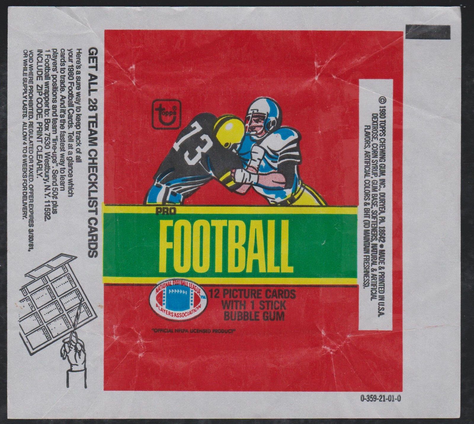 1980 TOPPS FOOTBALL WAX WRAPPER D **** FREE SHIPPING **** | eBay