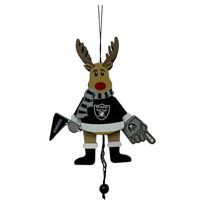 NFL Los Angeles Raiders Wooden Cheering Reindeer Ornament | eBay