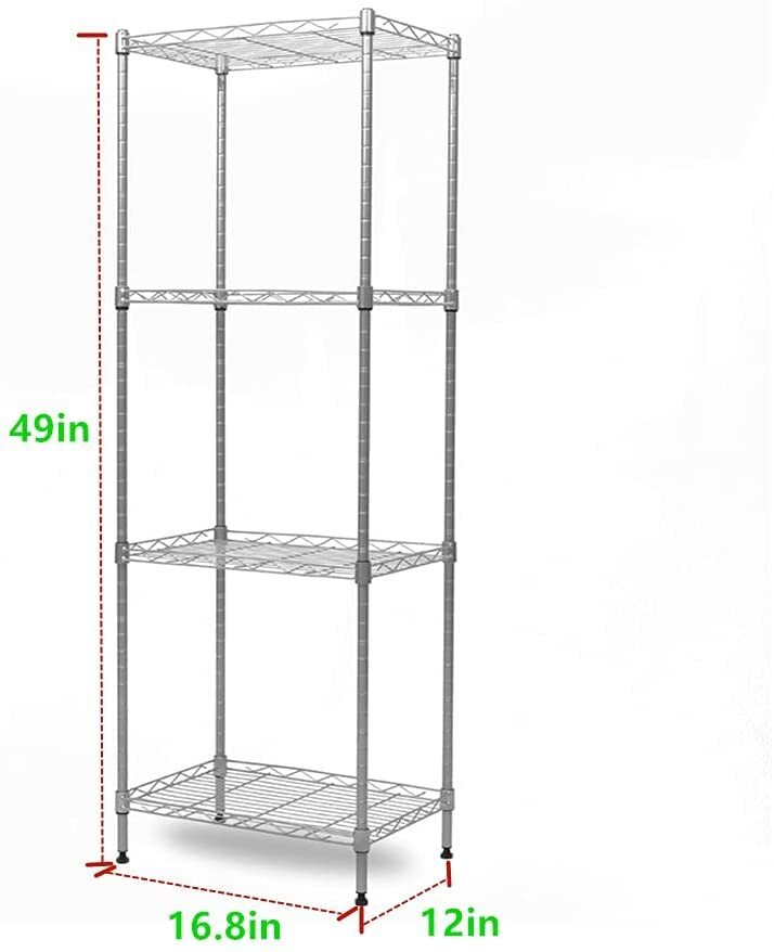 4 Tier Wire Shelving Unit Metal Storage Rack Adjustable Organizer ...