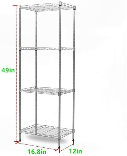 4 Tier Wire Shelving Unit Metal Storage Rack Adjustable Organizer ...