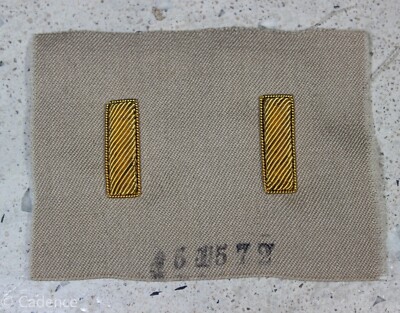 US WW2 Army Air Corps 2nd Lieutenant Gold Bullion Rank Bar Patch 1 Pair ...