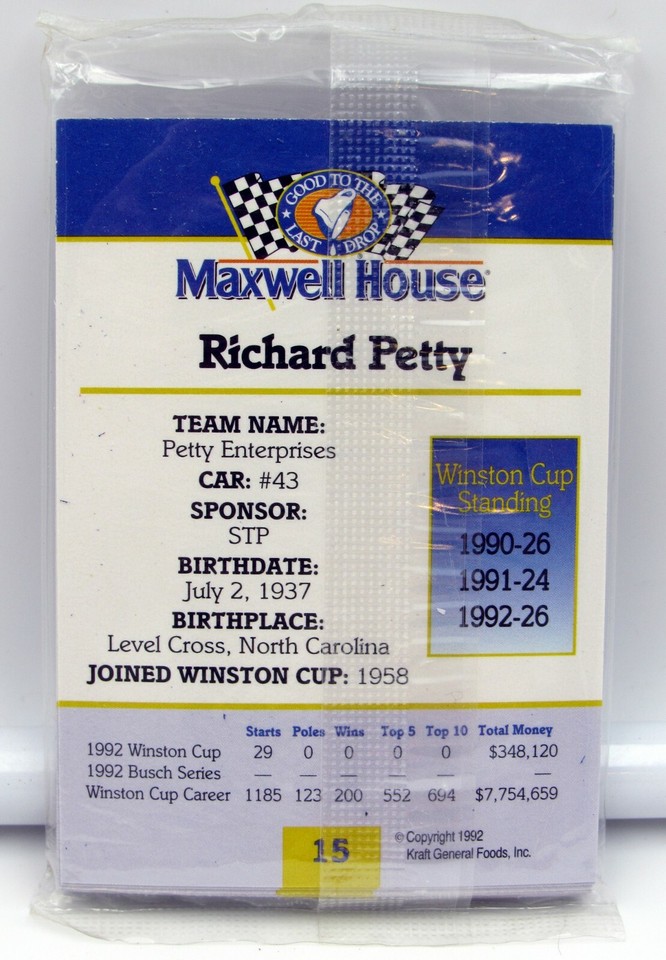 1993 Maxwell House Racing Cards Limited Edition Series 1 - 15ct Card ...