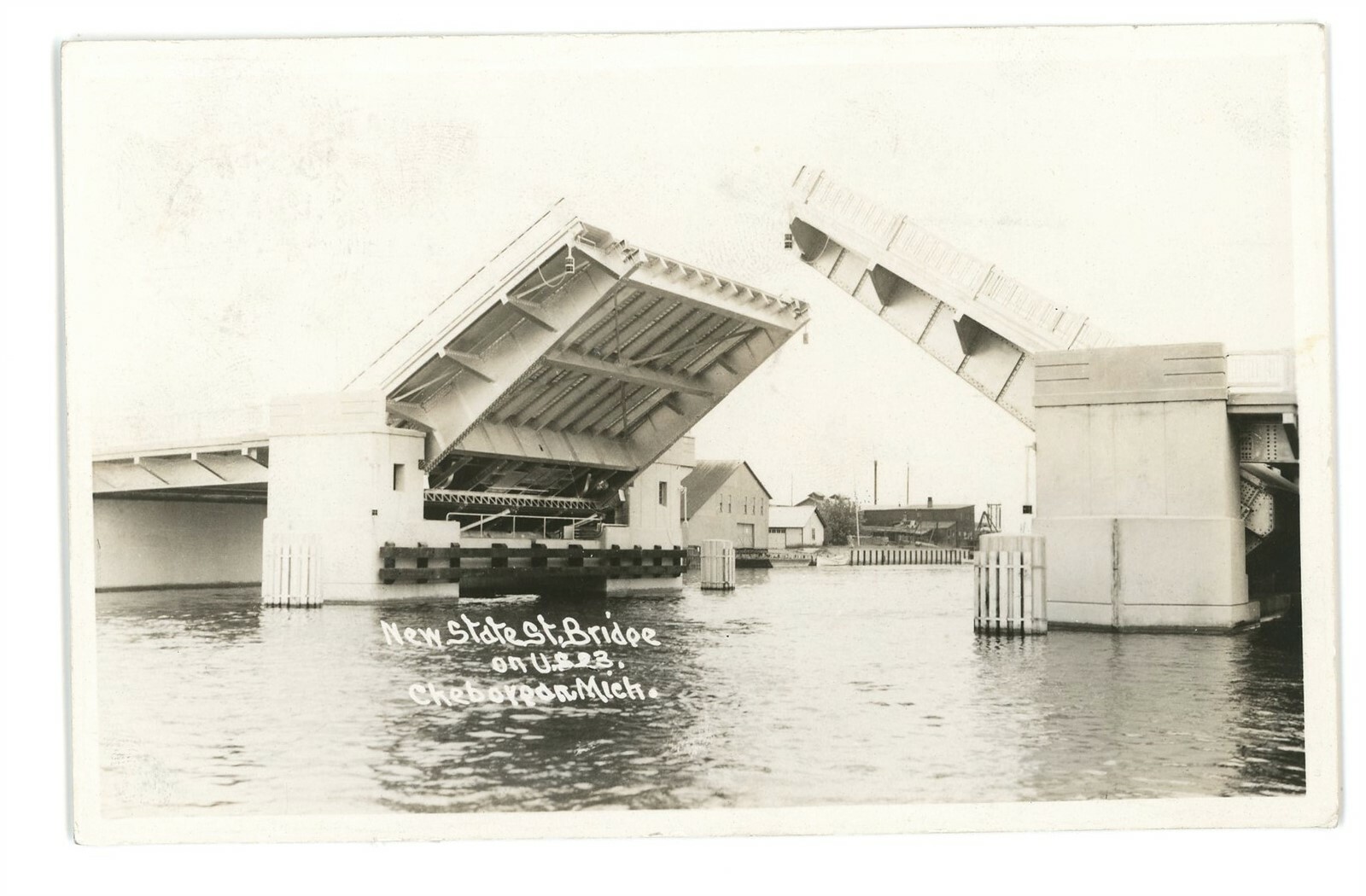 RPPC New State Street Drawbridge CHEBOYGAN MI Michigan Real Photo ...
