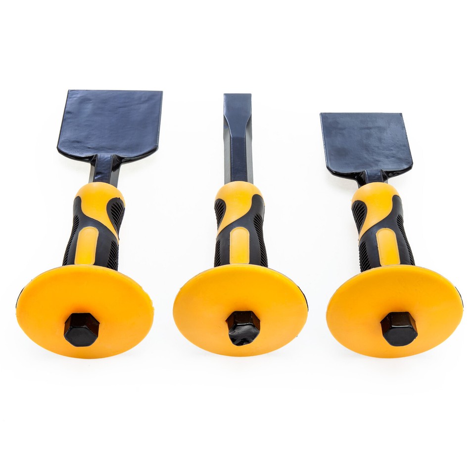 XTrade Guarded Bolster and Cold Chisel Set 3 Piece Hardened Steel ...