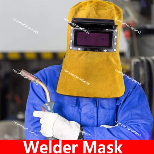 New Leather Welding Helmet Mask W/ Solar Auto Darkening Filter Lens ...