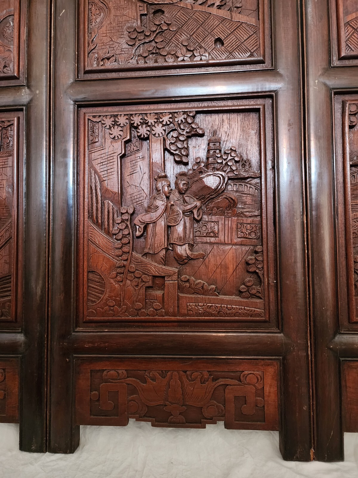 Antique Chinese Carved Wooden Room Divider Partition Privacy Screen | eBay