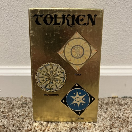 Vintage Gold Foil Book Set JRR Tolkien 1979 Hobbit Lord Of The Rings 3 ...