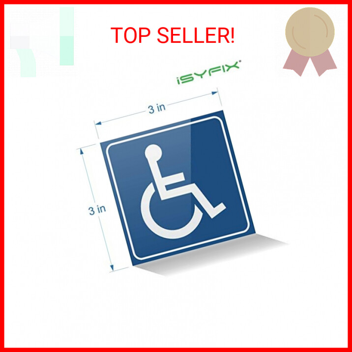 iSYFIX Handicap Signs Stickers Decal Symbol - 4 pack, 3x3 inch ...