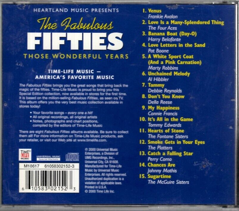 The Fabulous Fifties CD Time Life, 2000, M18617, Those Wonderful Years ...