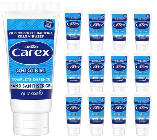 CAREX Hand Sanitiser Gel Quick Dry Sanitizer 70% Alcohol 50ml Travel ...