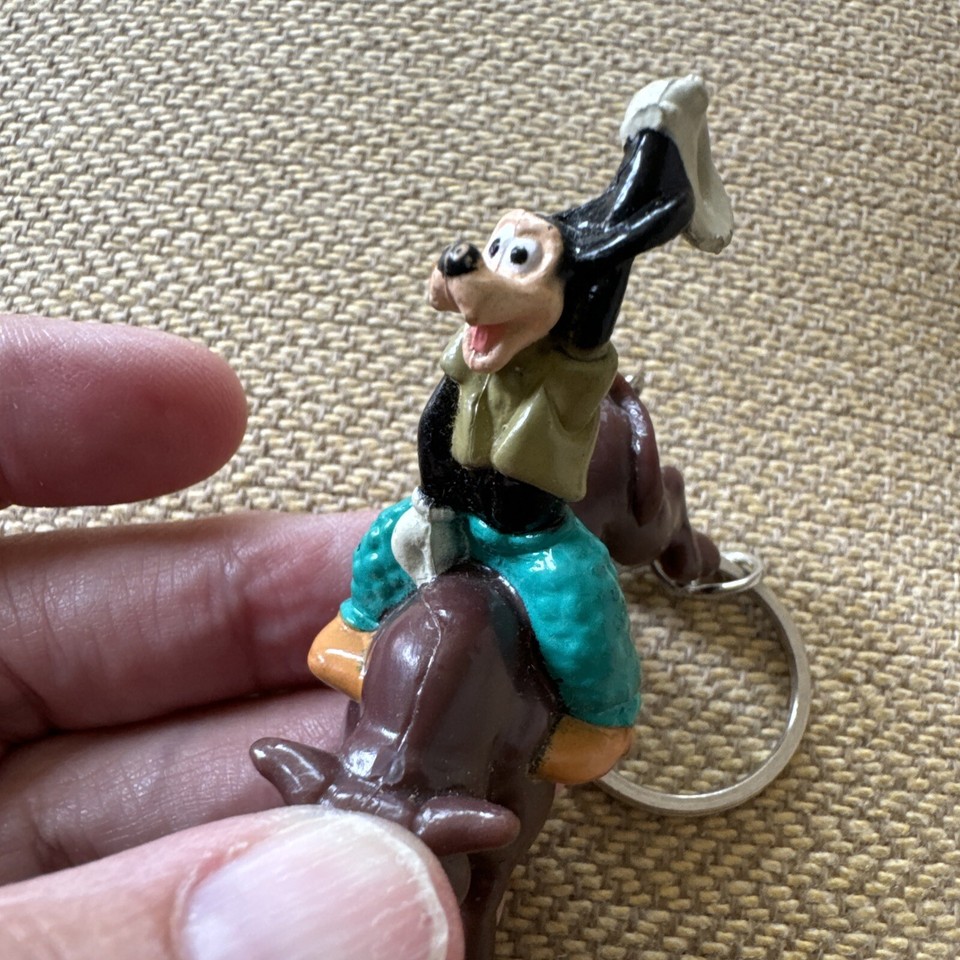 Vintage Keychain Disney Character Bull Riding Pluto Goofy | eBay